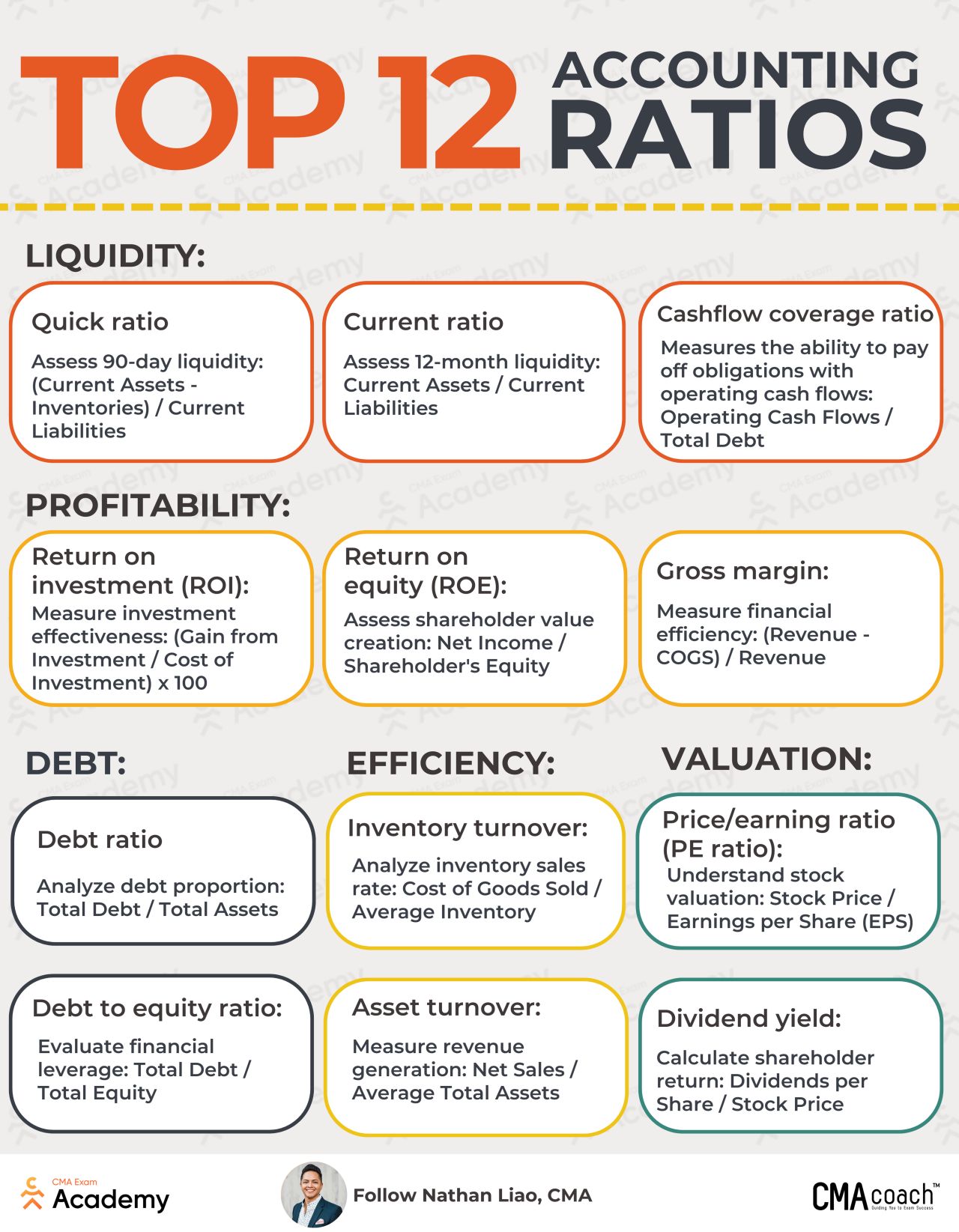 Top 12 Accounting Ratios Explained CMA Exam Academy